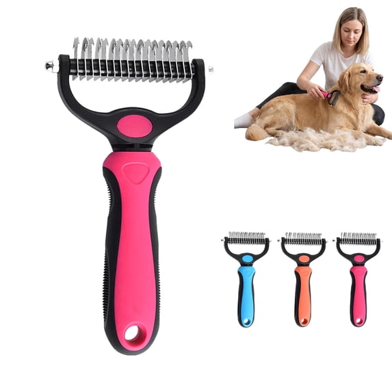 JEBTBFZE Pet Pro Grooming Tool, Dual-Sided Deshedding Comb with Self ...