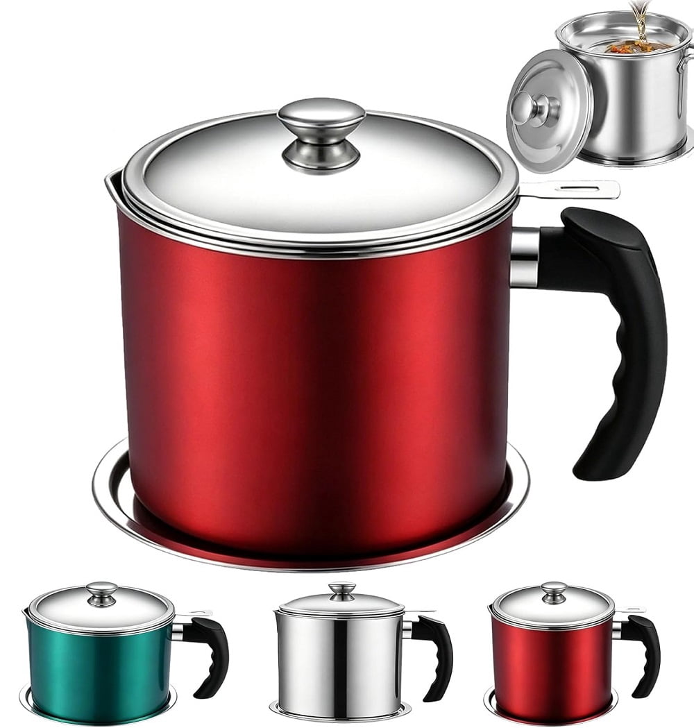 JEBTBFZE Stainless Steel Oil Filter Pot, Bacon Grease Saver with ...