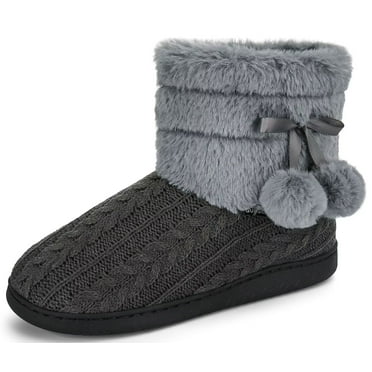 GURGER Booties Slippers Women Winter Knit Slipper Boots Ladies Plush ...