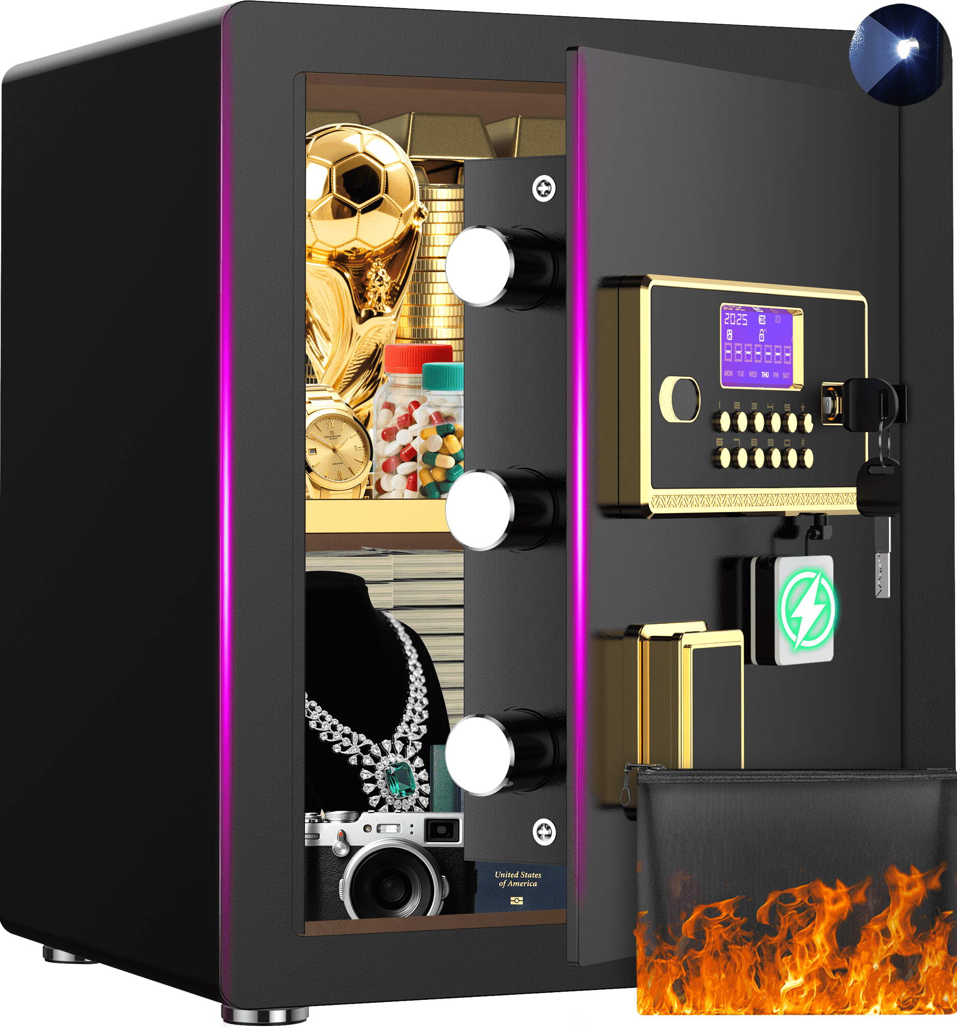 JEENY FRIDA 3.0 Cuft Large Security Safe Box, Digital Keypad Lock ...