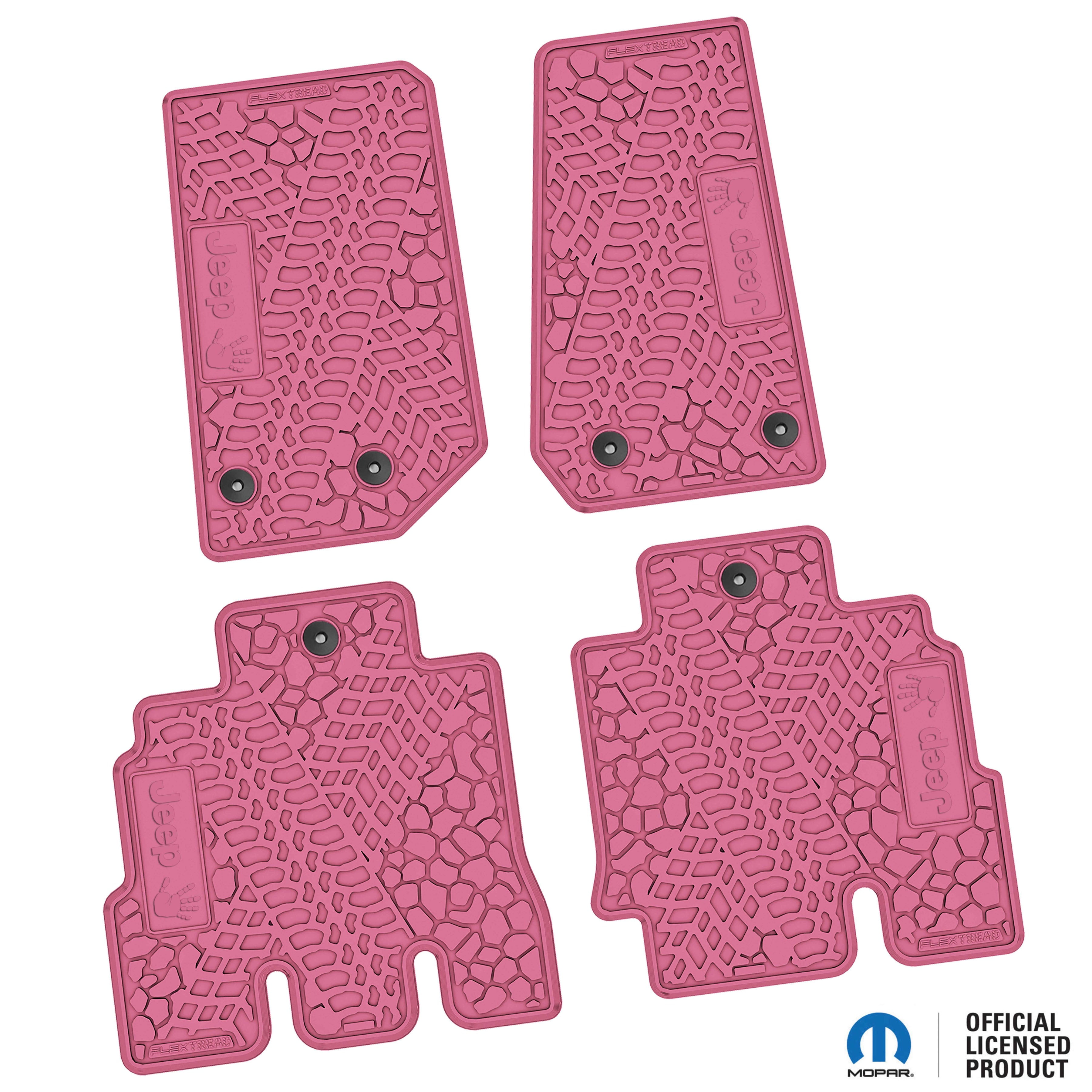 JEEP Floor Mats 14-18 JEEP JKU 4 Piece w/ JEEP Wave Insert - Pink ...