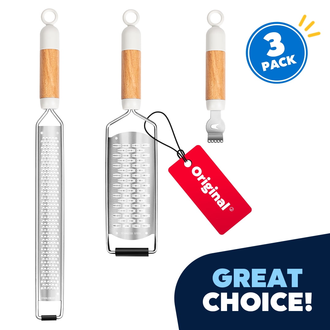 JEEXI 3-Piece Kitchen Grater Set – Citrus Peeler, Ribbon Grater, Fine ...