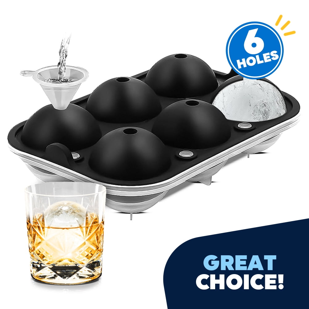 Whisky Ice Ball Maker, Reusable Silicone Mold, Easy Release Tray with ...