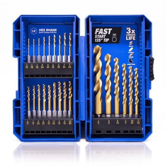 JEFE HEX 24 Pieces Hex Shank Drill Bit Set for Impact Driver, HSS Twist ...