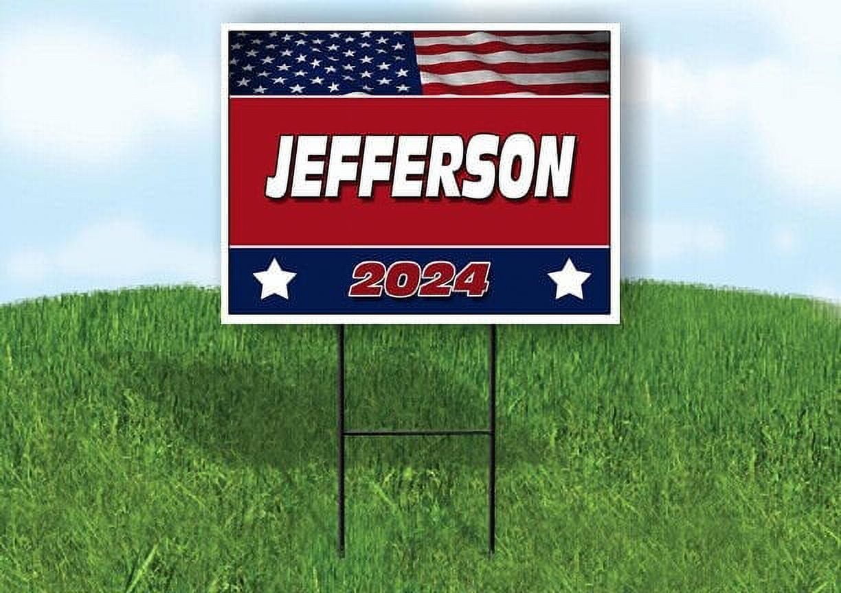JEFFERSON FLAG RED 2024 18inx24in Yard Road Sign w/ Stand - Walmart.com