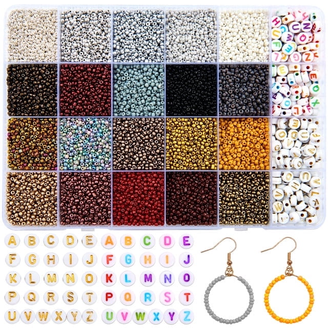 JEFFNIUB Glass Seed Beads, 2mm Small Seed Beads Kit with Alphabet ...