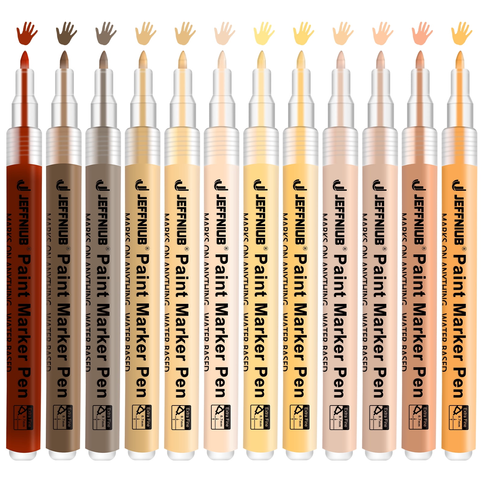 JEFFNIUB Skin Tone Markers, Acrylic Paint Pens Art Set of 12 Skin ...