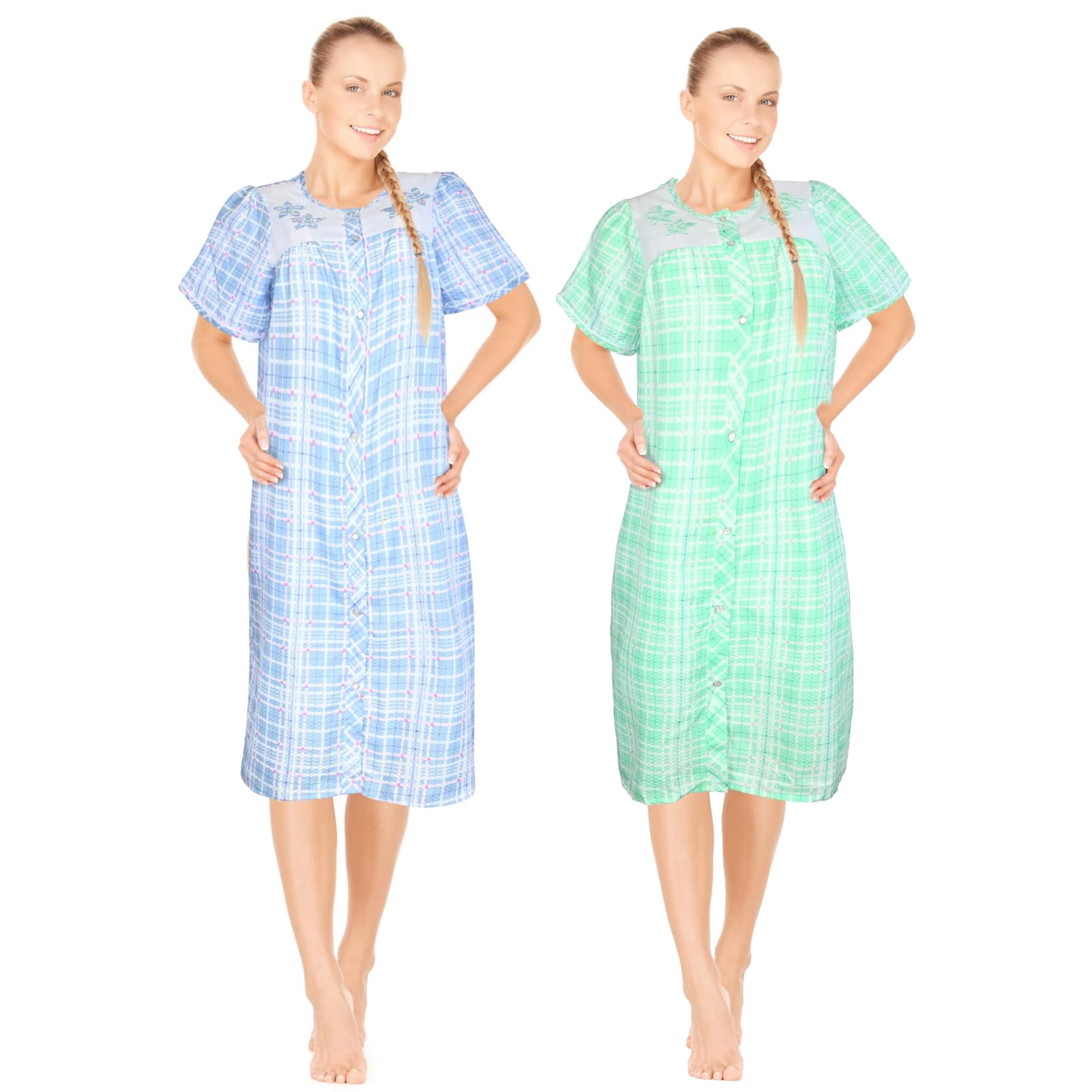 Jeffrico 2 Pack House Dresses for Women, Lightweight Cotton Blend ...