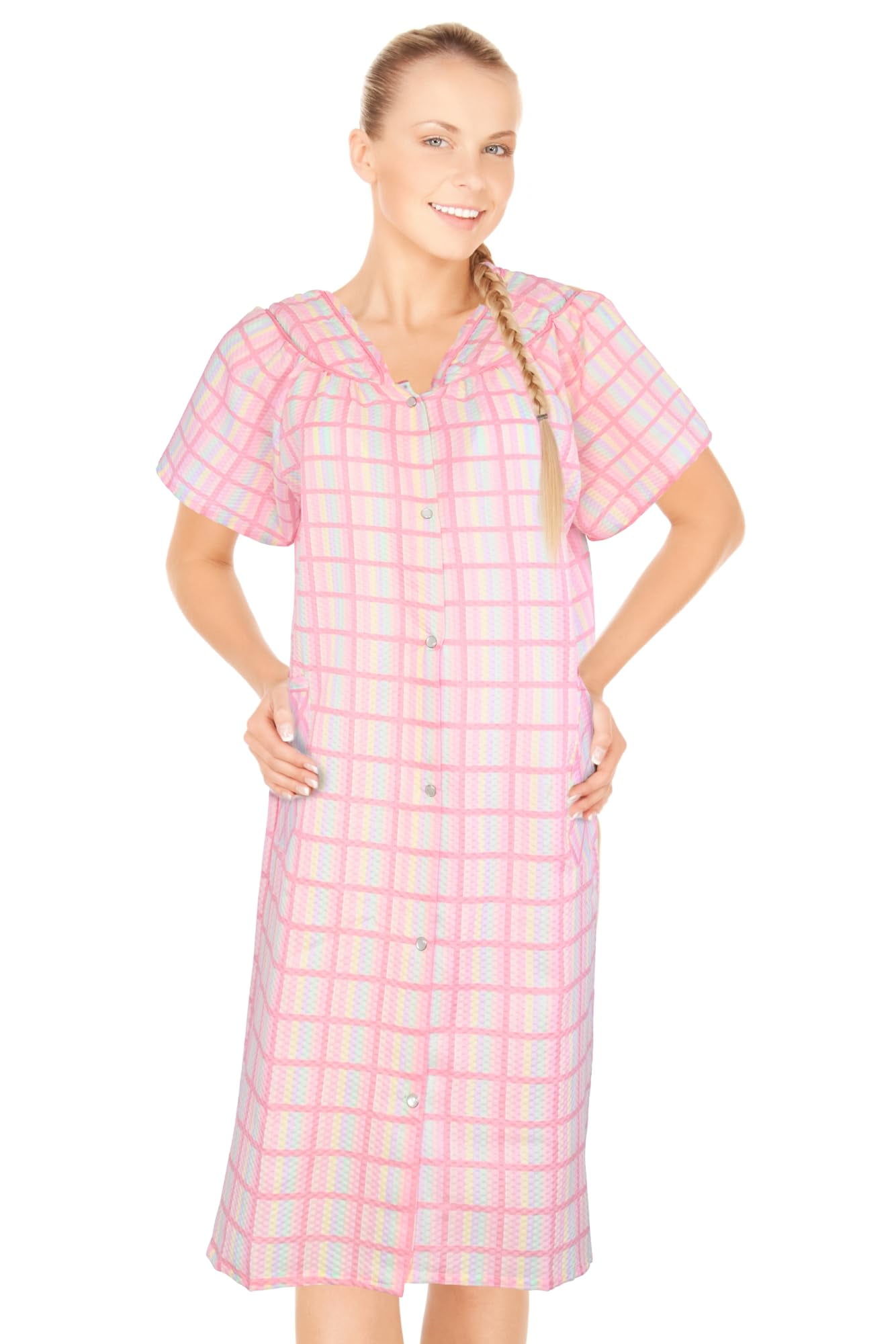 Jeffrico House Dresses for Women with Pockets, Lightweight Cotton Blend ...