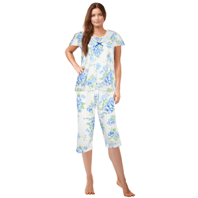 JEFFRICO Womens Plus Size Summer Capri Pajama Set, Soft Sleepwear ...
