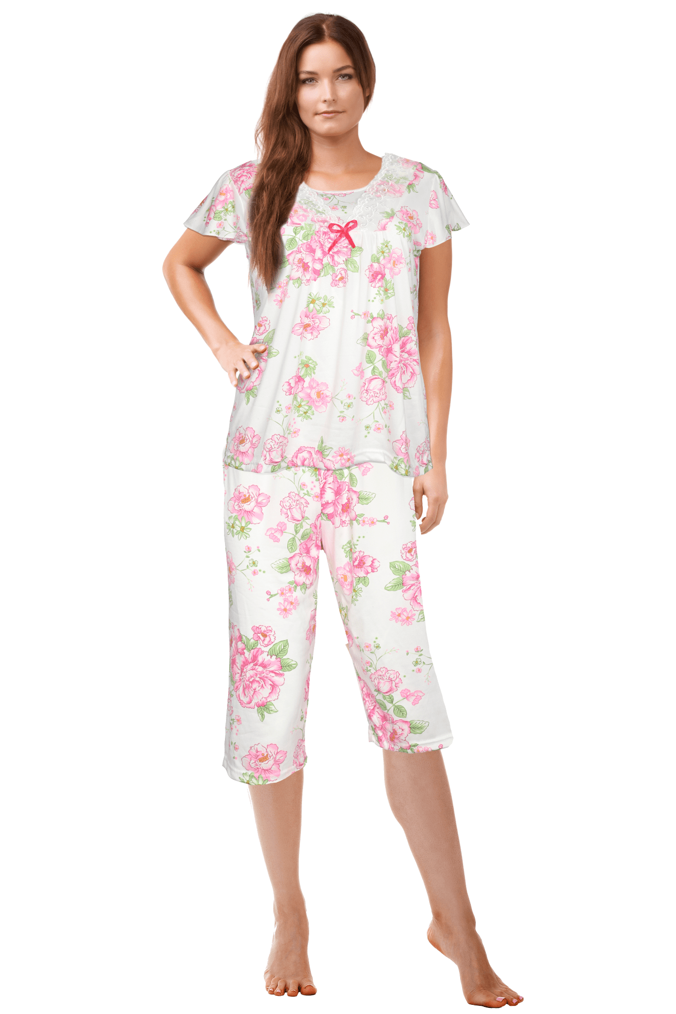 JEFFRICO Pajamas For Women Capri Set Sleepwear Soft Pajamas Short ...