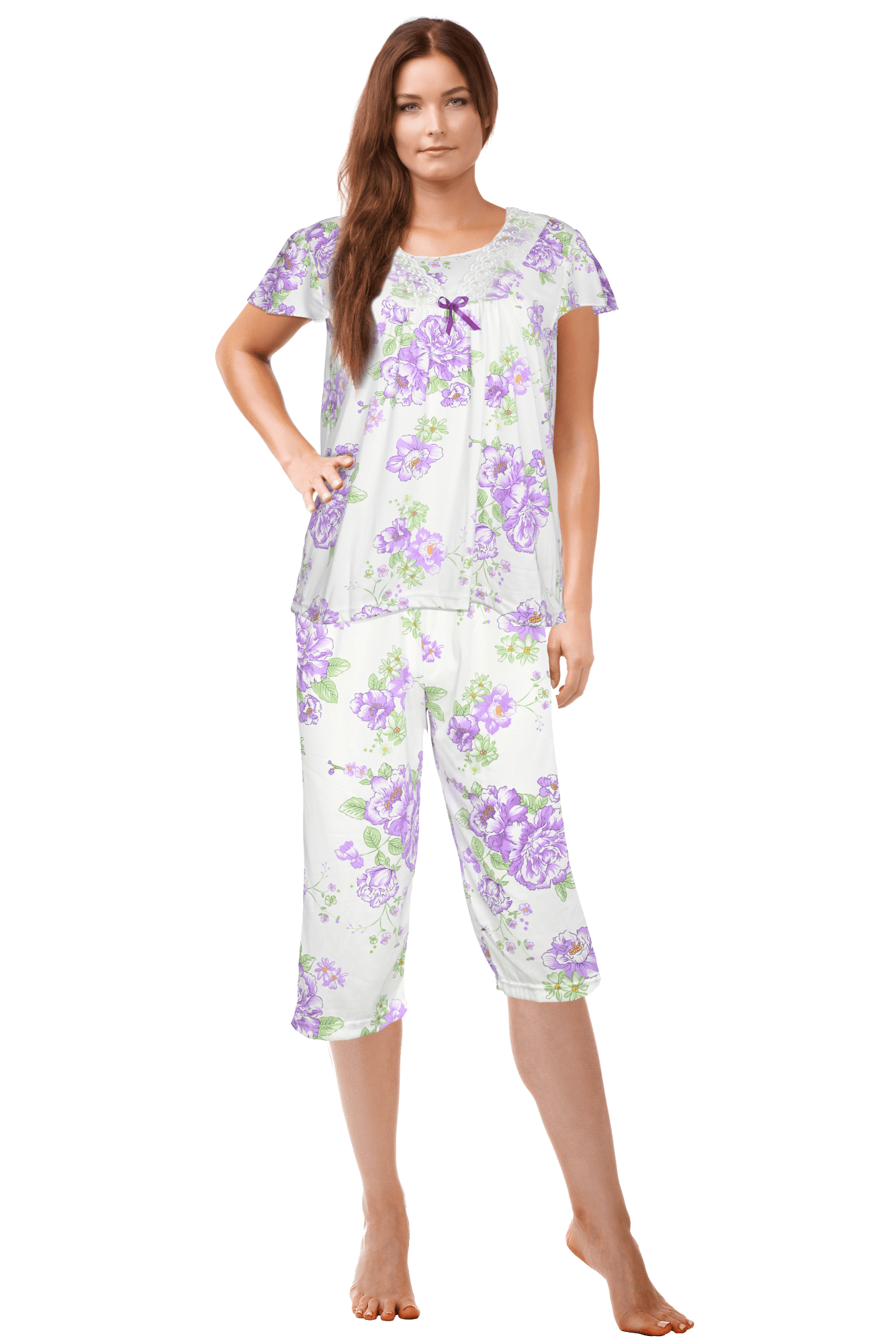 JEFFRICO Pajamas For Women Capri Set Sleepwear Soft Pajamas Short ...