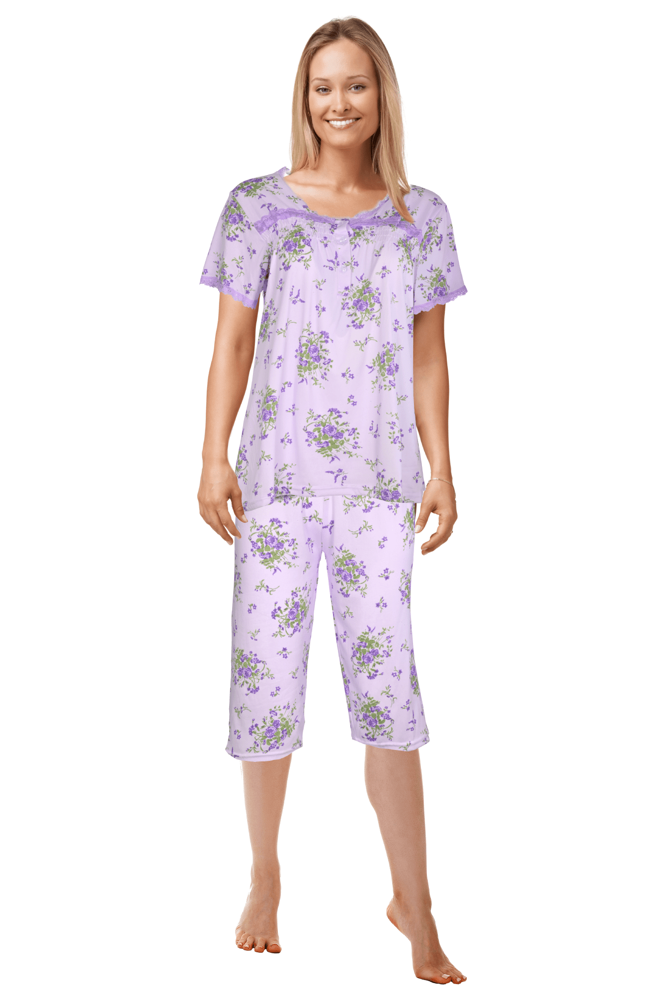 JEFFRICO Womens Soft Capri Set Pajamas - Comfy Breathable Sleep ...