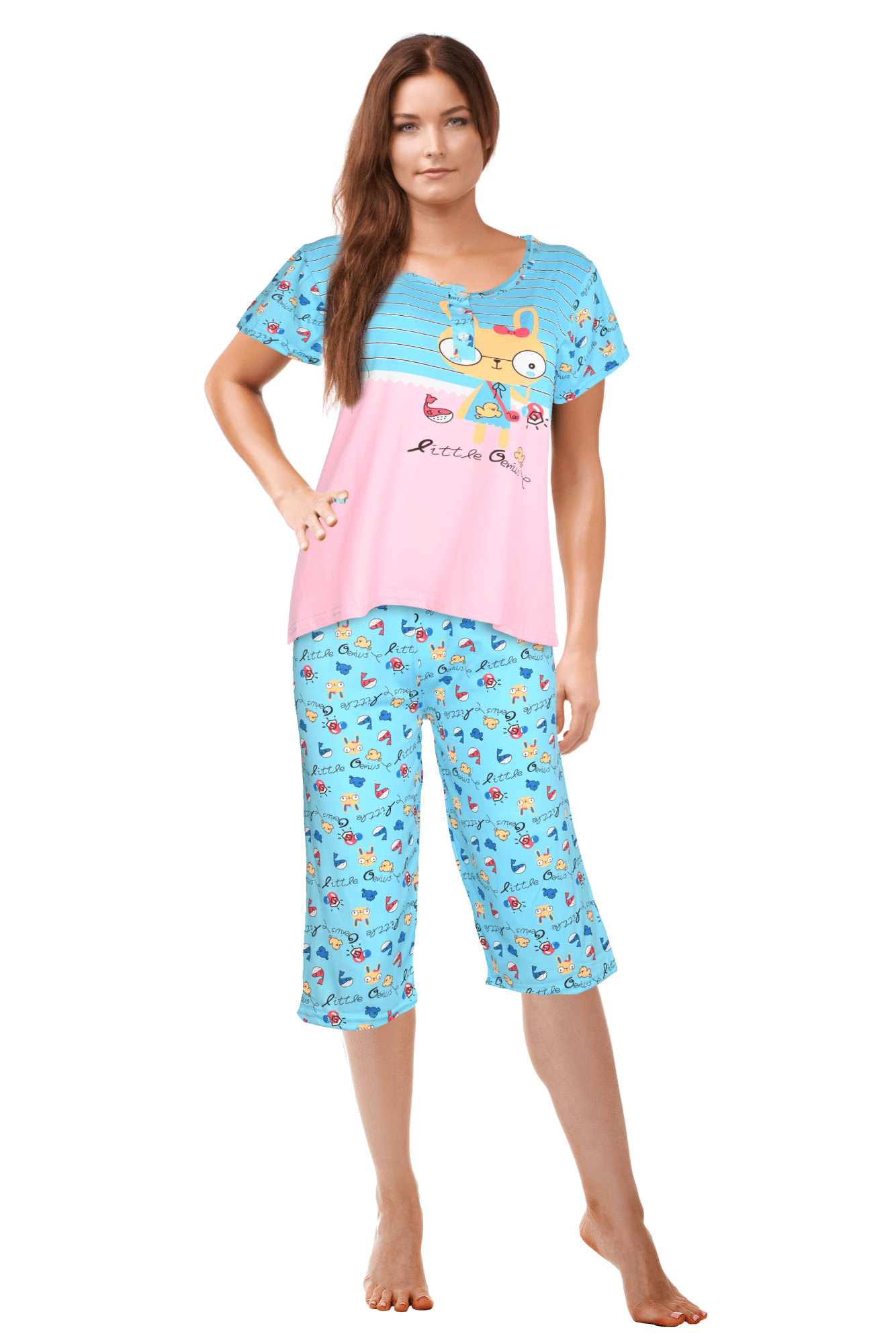 JEFFRICO Pajamas For Women Capri Set Sleepwear Soft Pajamas Short ...