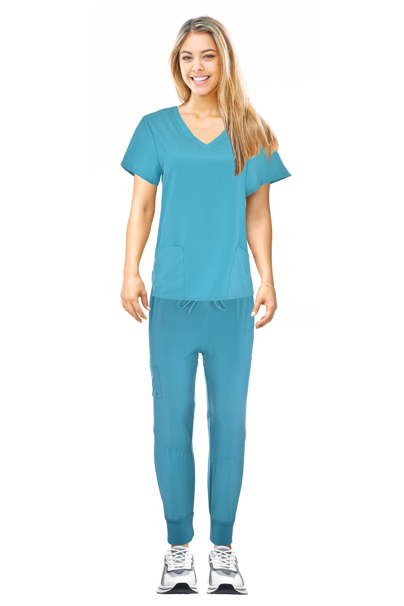 JEFFRICO Scrubs For Women Scrub Set V-Neck Scrub Top and Jogger Scrub ...