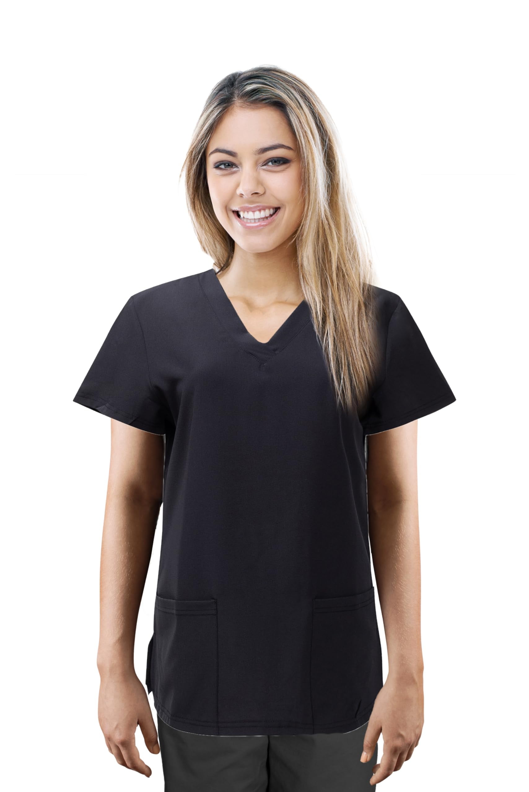 JEFFRICO Scrubs for Women V-Neck Scrub Tops Lightweight Short Sleeve 2 ...