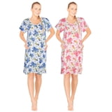 JEFFRICO Womens 2 Pack Nightgowns Short Sleeve Sleepwear Soft Pajama ...