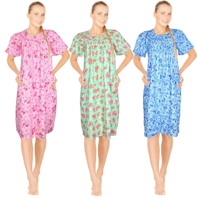 JEFFRICO 3 Pack House Dresses for Women with Pockets - Lightweight ...