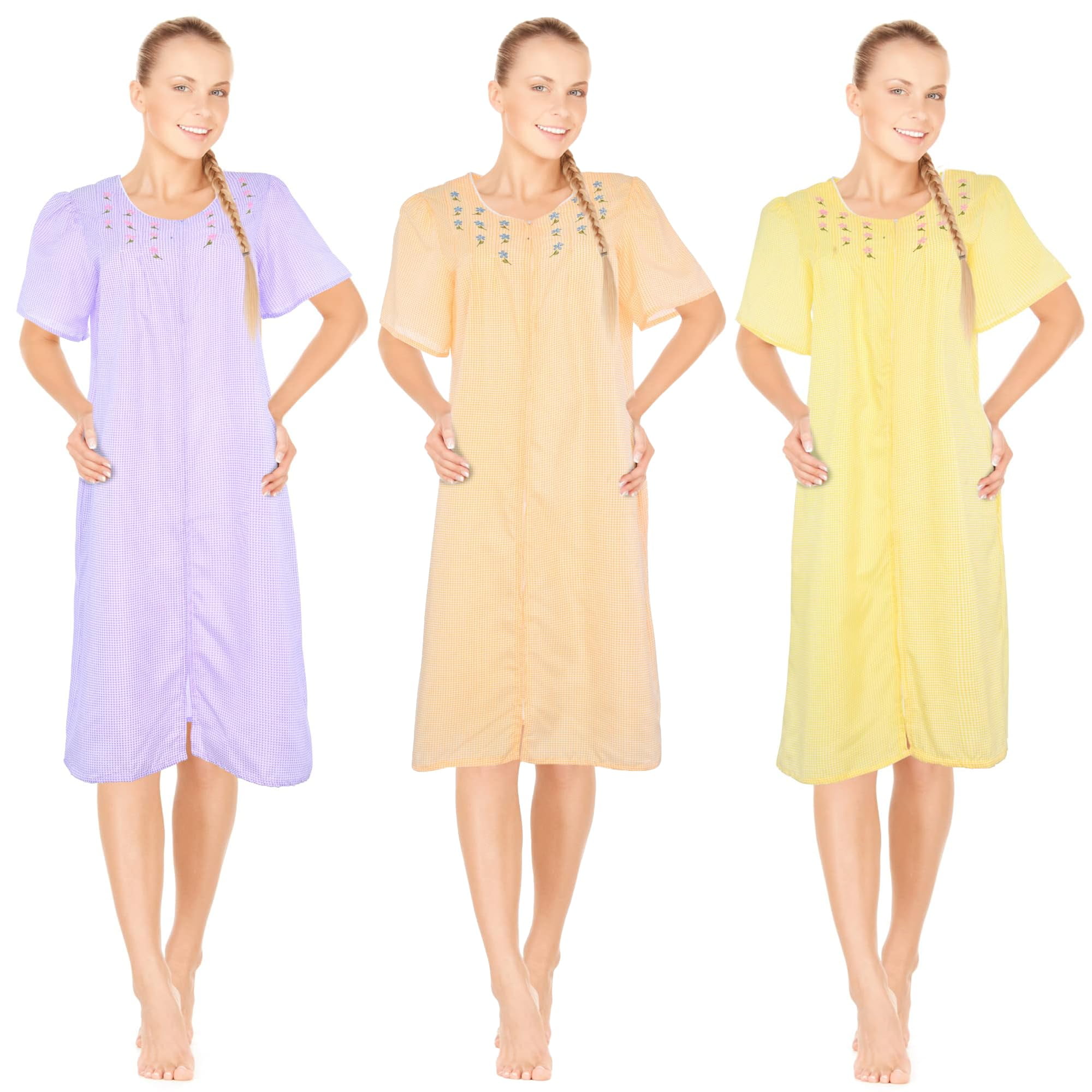 JEFFRICO 3 Pack House Dresses for Women with Pockets - Lightweight ...