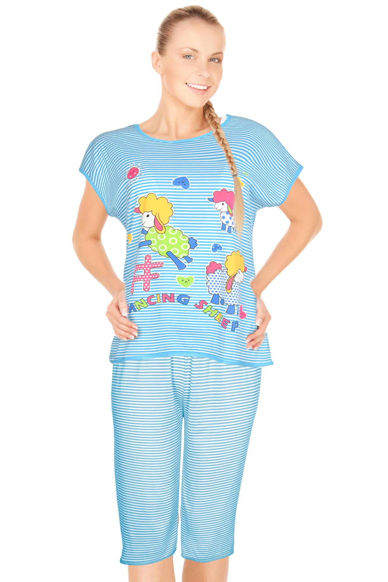 JEFFRICO Womens Capri Set Sleepwear Soft Pajamas Sleep Nightshirts ...