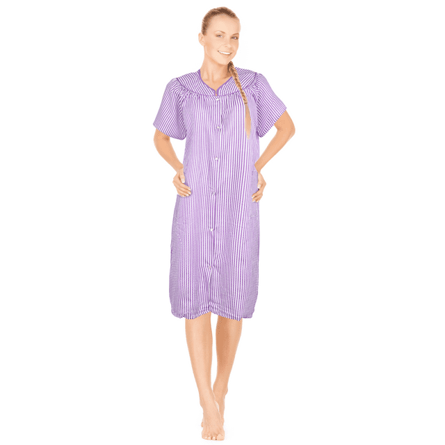 JEFFRICO Womens Dusters For Women Snap Front Housecoat Lounger Duster ...