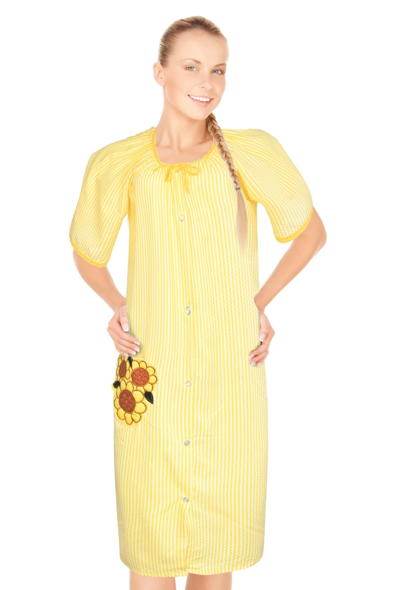 Jeffrico House Dresses for Women with Pockets, Lightweight Cotton Blend ...
