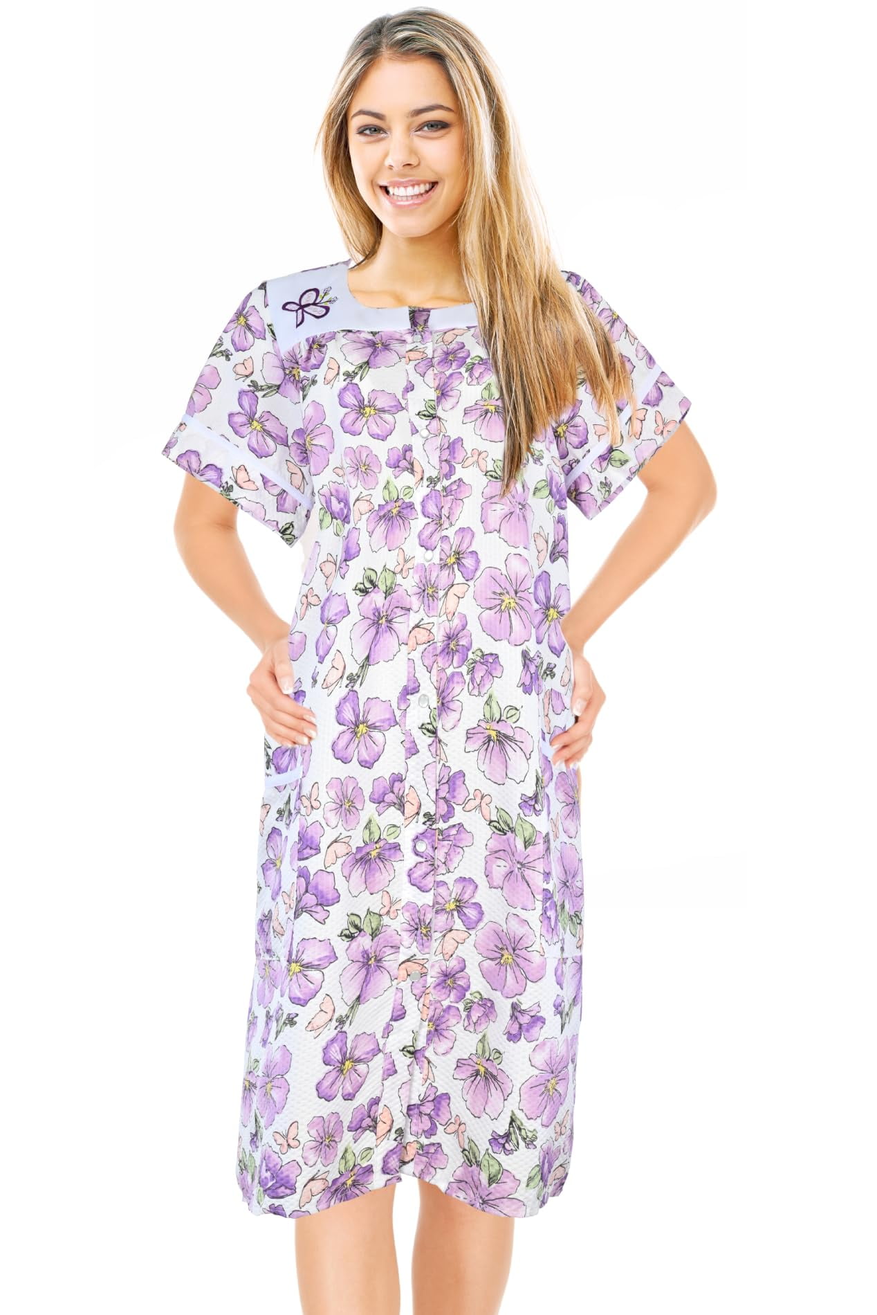 Jeffrico House Dresses for Women with Pockets, Lightweight Cotton Blend ...