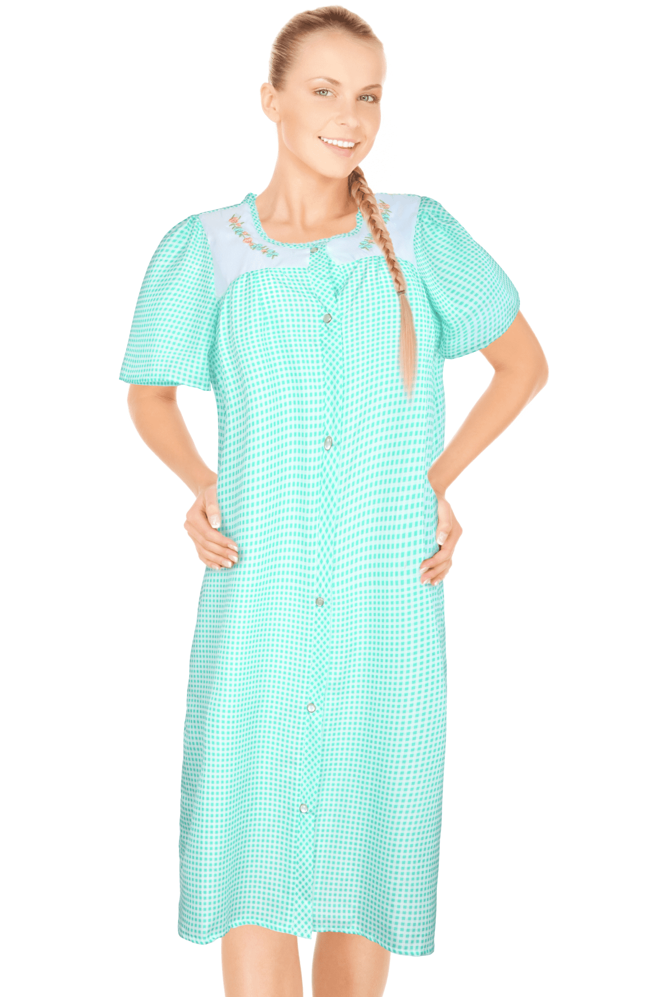 JEFFRICO Women's Summer Cotton Housecoat with Pockets, Plus Size Snap Front Lounger Duster ...