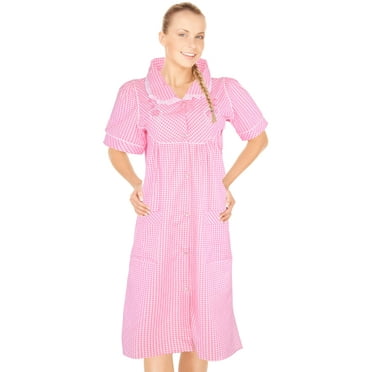 EZI House Dresses for Women with Pockets Moo Moos Gingham House Coat ...