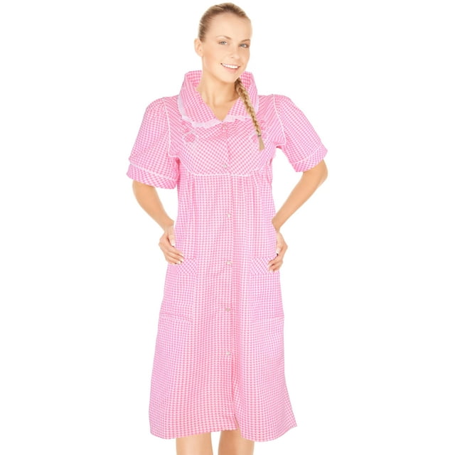 JEFFRICO Women's Plus Size Cotton Duster House Dress with Pockets ...