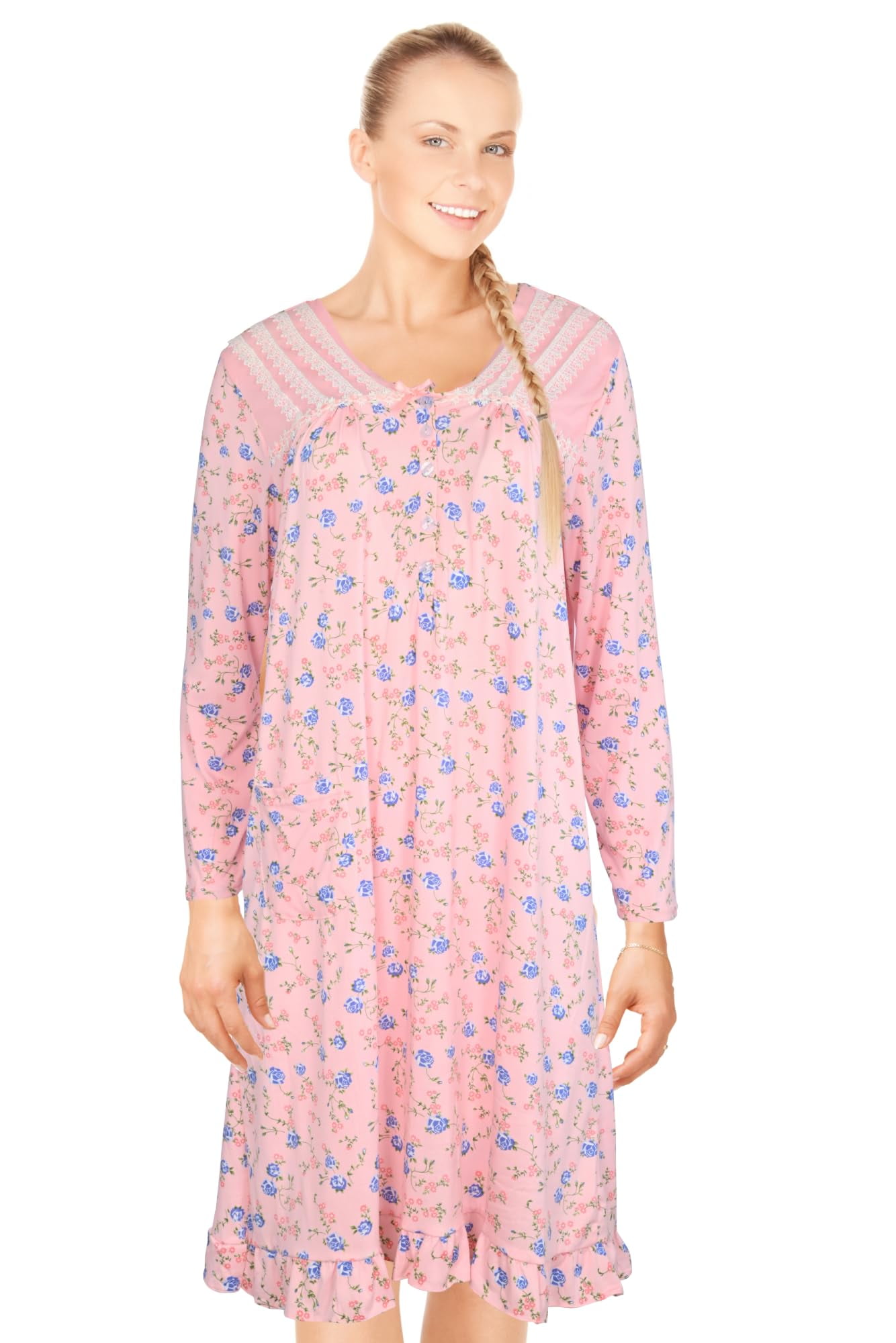 JEFFRICO Women's Plus Size Long Sleeve Nightgowns, Soft Sleepwear ...