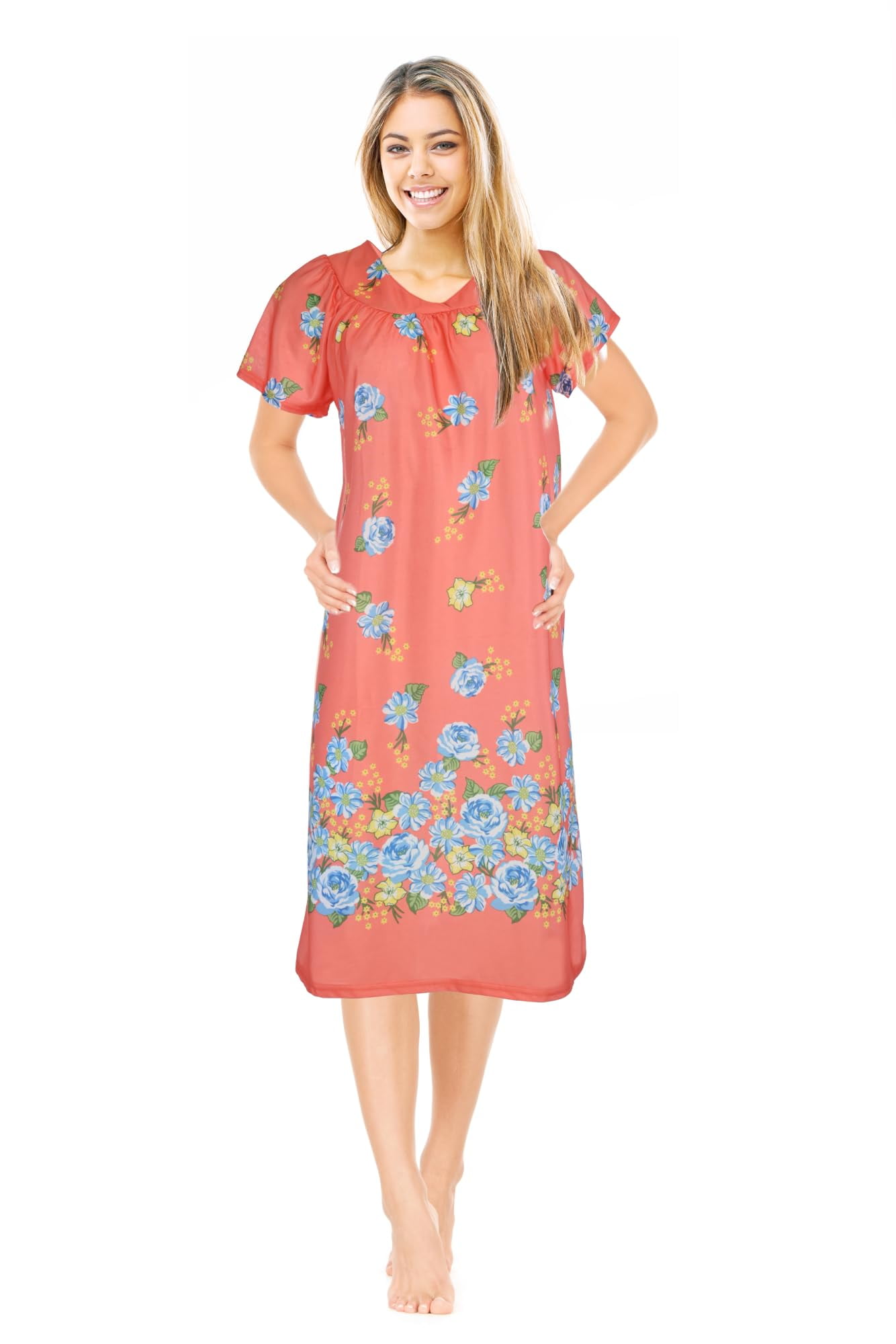 JEFFRICO Womens Nightgowns Muumuu Lounger House Dress Sleepwear Silky ...