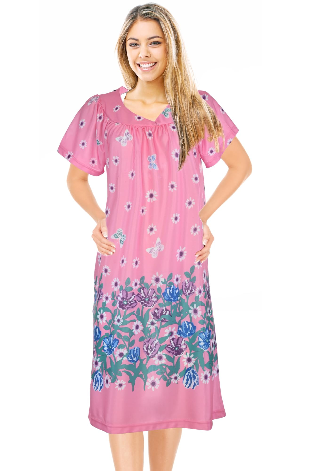 JEFFRICO Womens Nightgowns Muumuu Lounger House Dress Sleepwear Silky ...