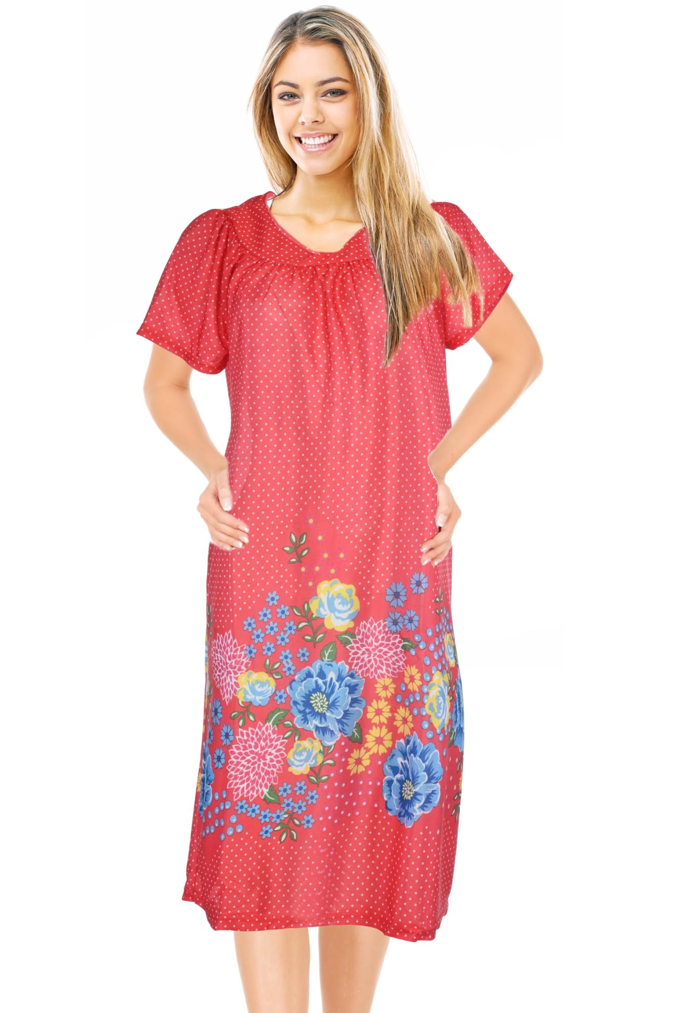 JEFFRICO Womens Nightgowns Muumuu Lounger House Dress Sleepwear Silky ...