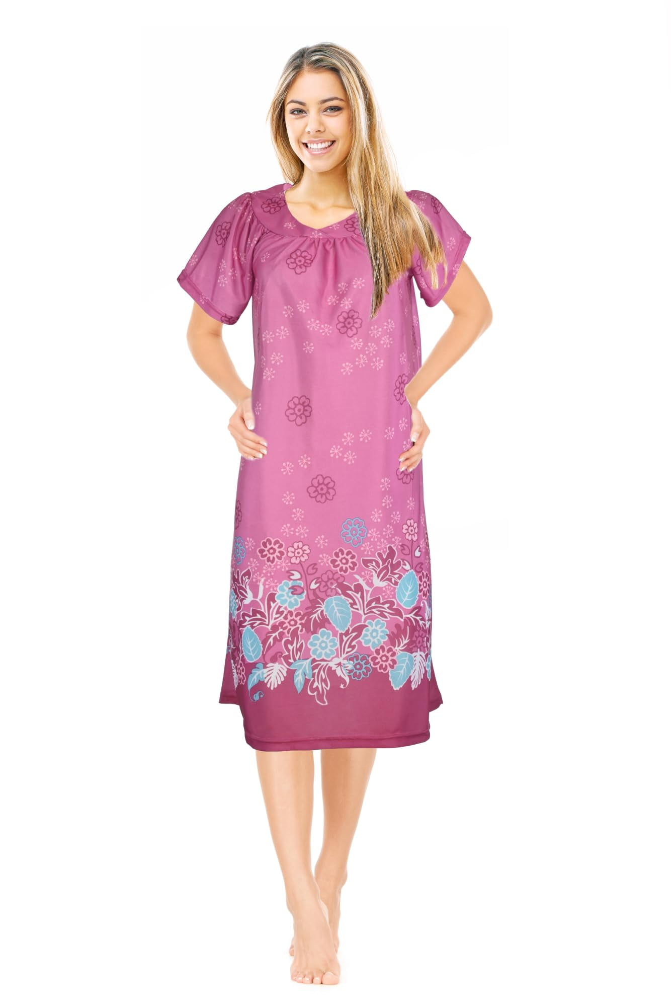 JEFFRICO Women's Soft Silky Nightgowns, Muumuu Lounger House Dress ...