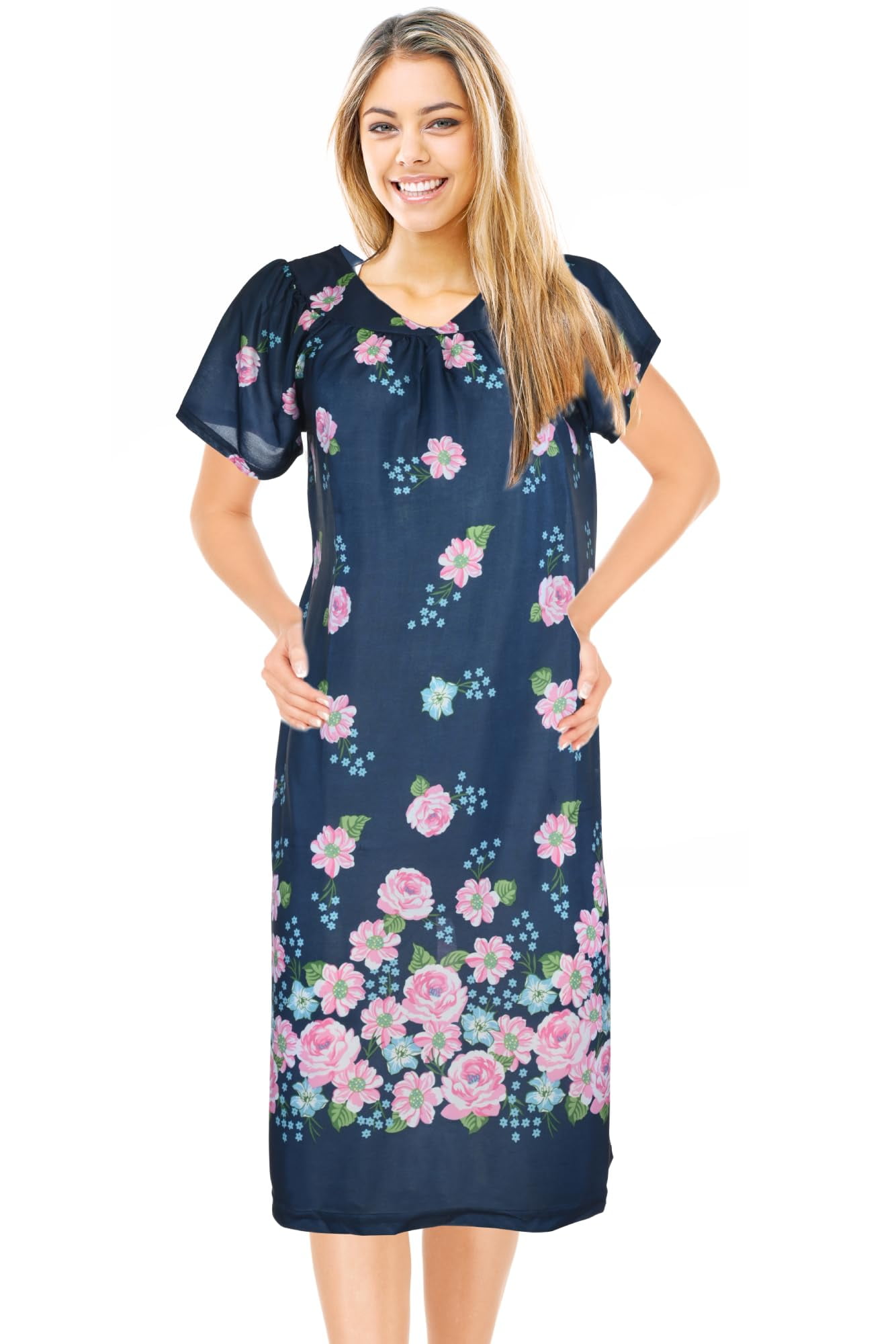 JEFFRICO Womens Nightgowns Muumuu Lounger House Dress Sleepwear Silky ...