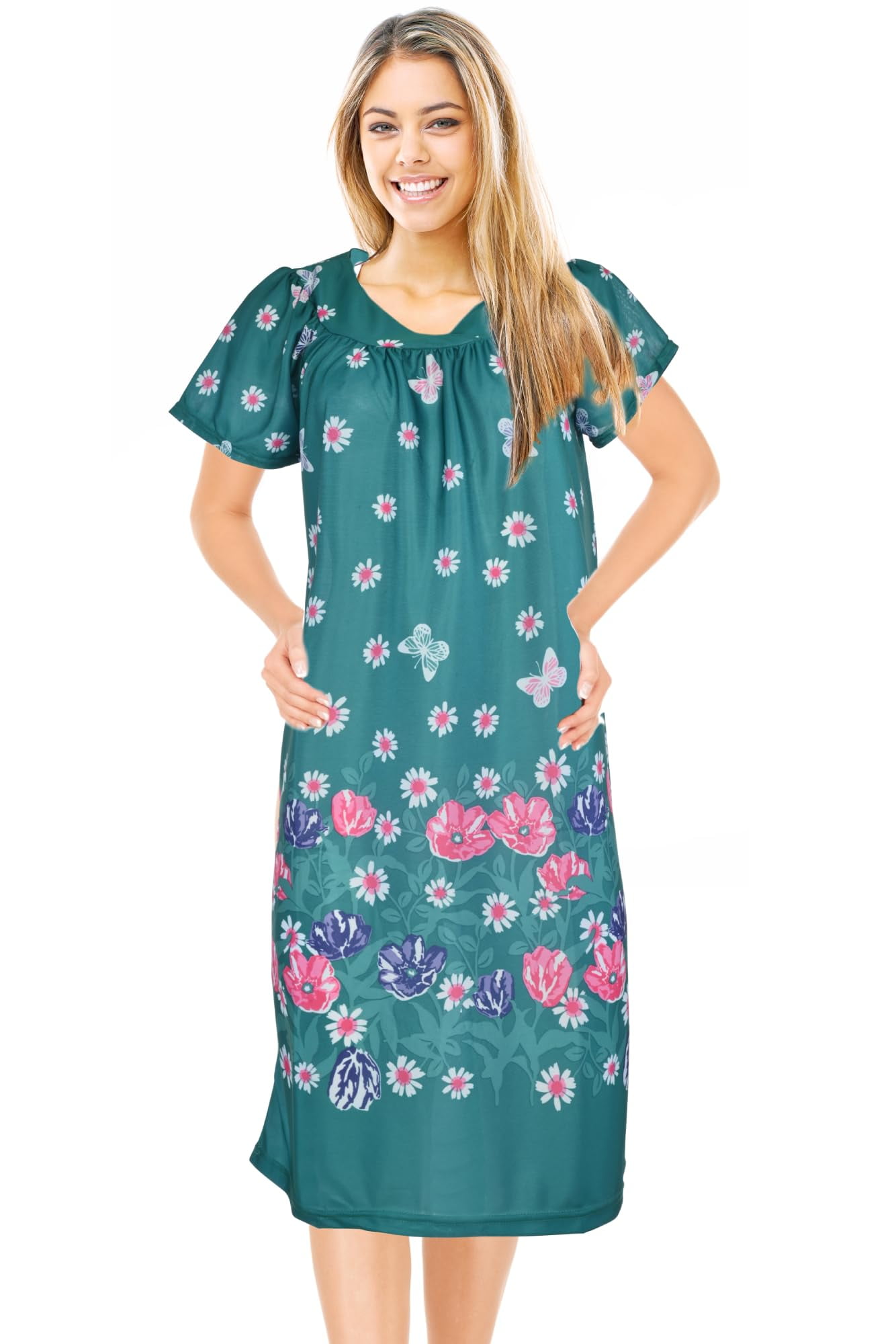 JEFFRICO Womens Nightgowns Muumuu Lounger House Dress Sleepwear Silky ...
