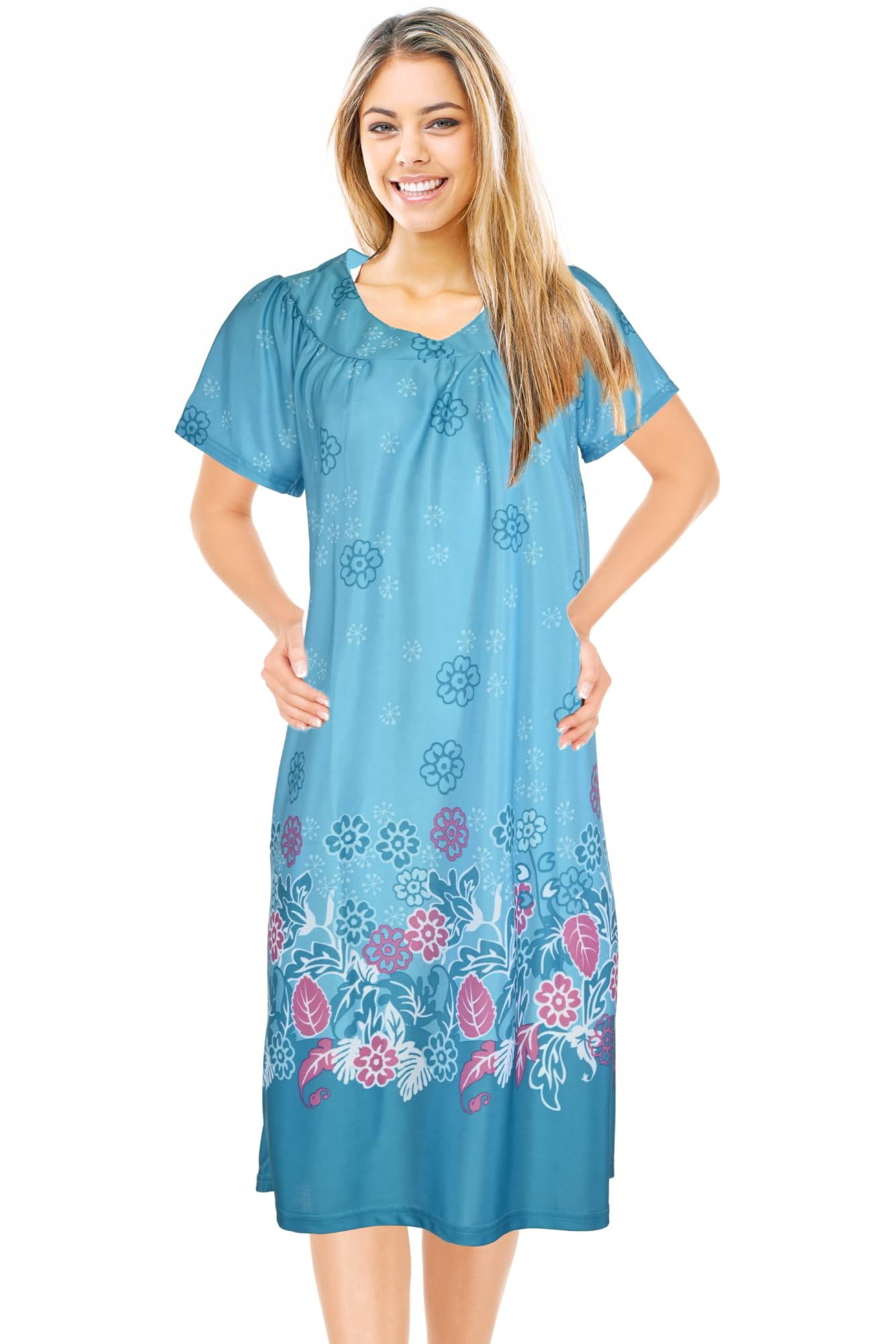 JEFFRICO Womens Nightgowns Muumuu Lounger House Dress Sleepwear Silky ...