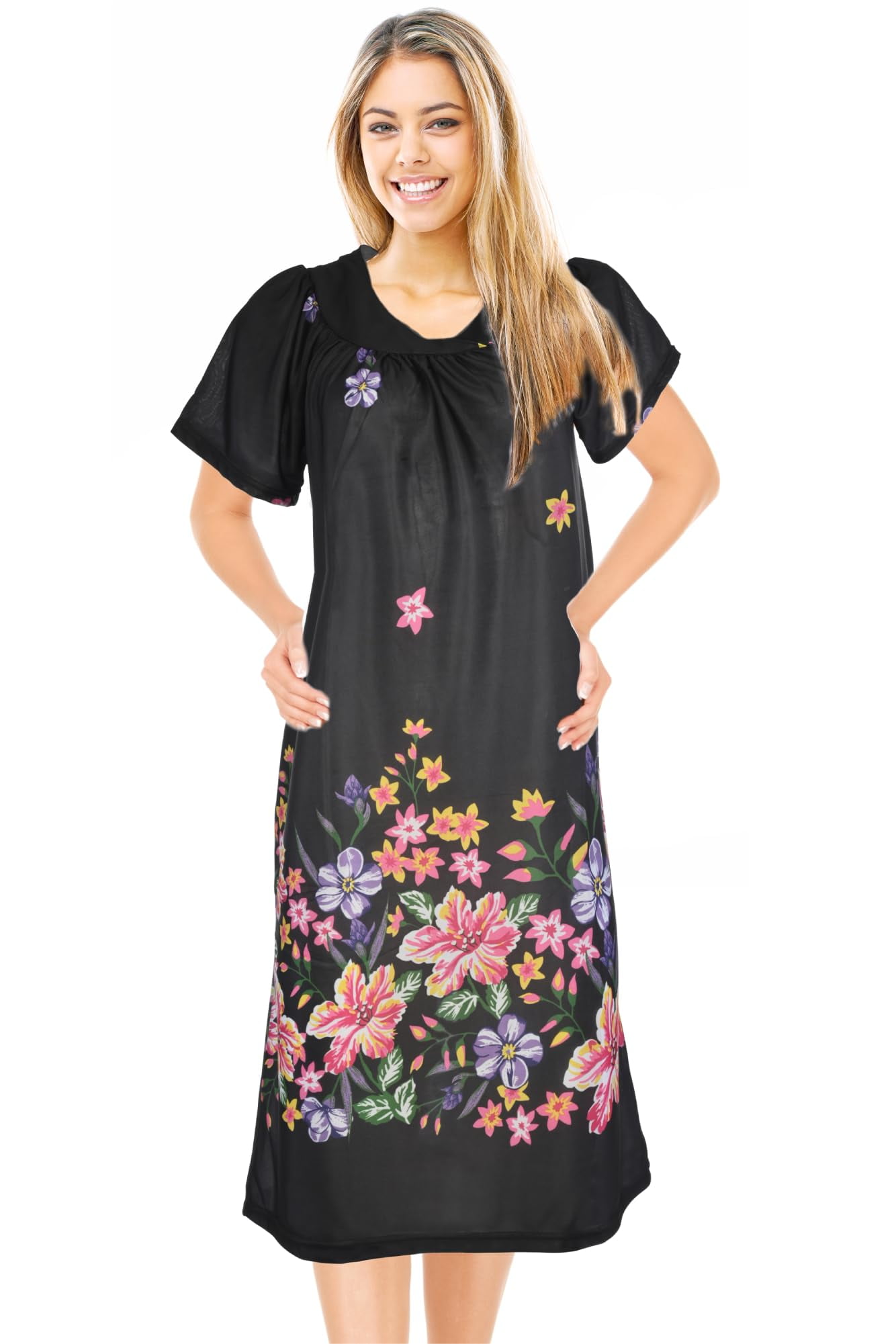 JEFFRICO Womens Nightgowns Muumuu Lounger House Dress Sleepwear Silky ...
