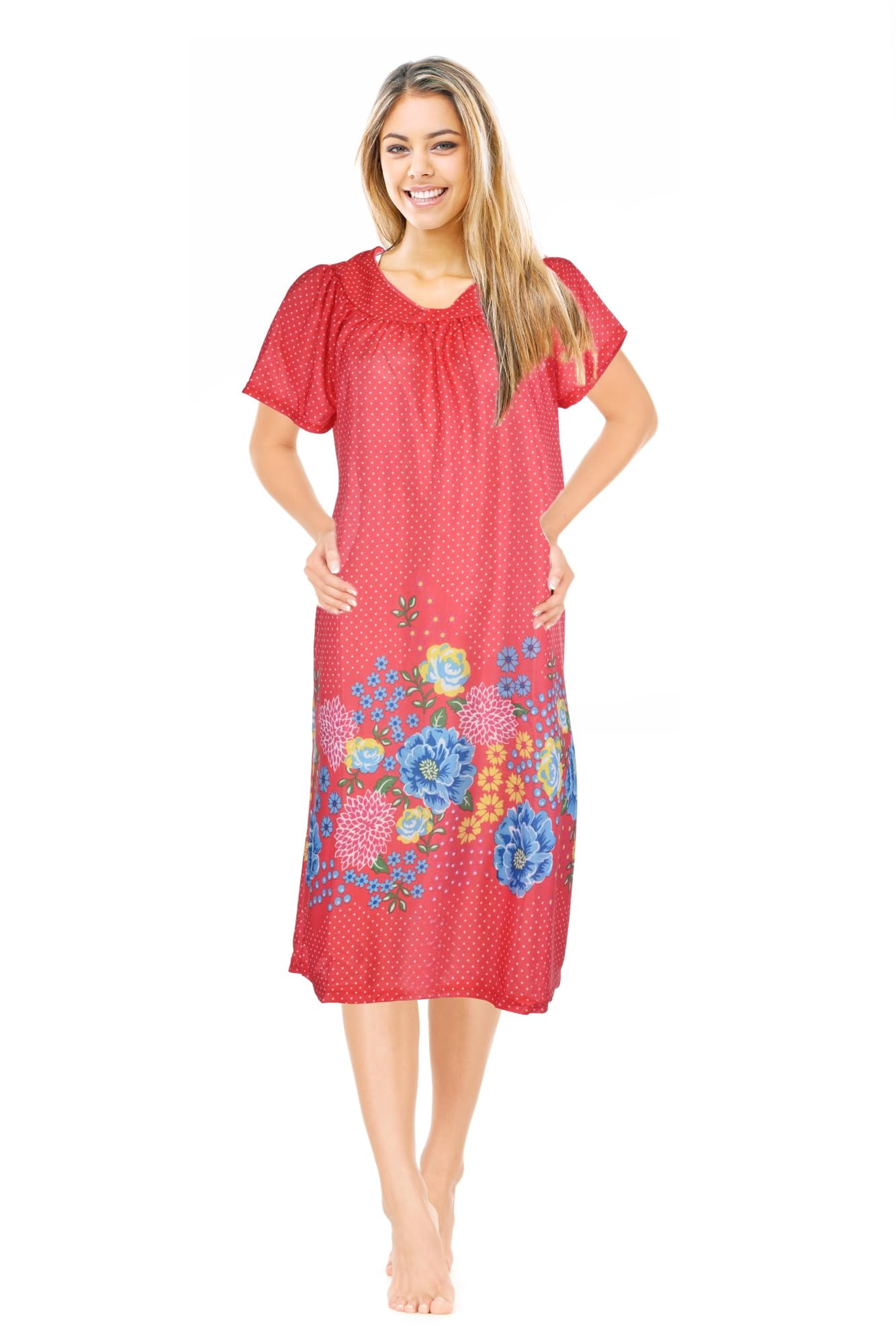 Jeffrico Womens Silky Soft Knee Length Nightgowns, Muumuu House Dress ...