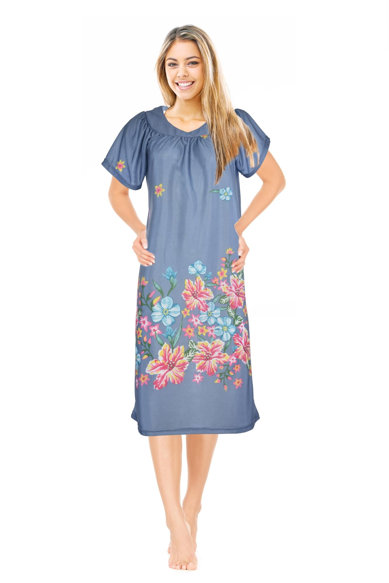 JEFFRICO Womens Nightgowns Muumuu Lounger House Dress Sleepwear Silky ...