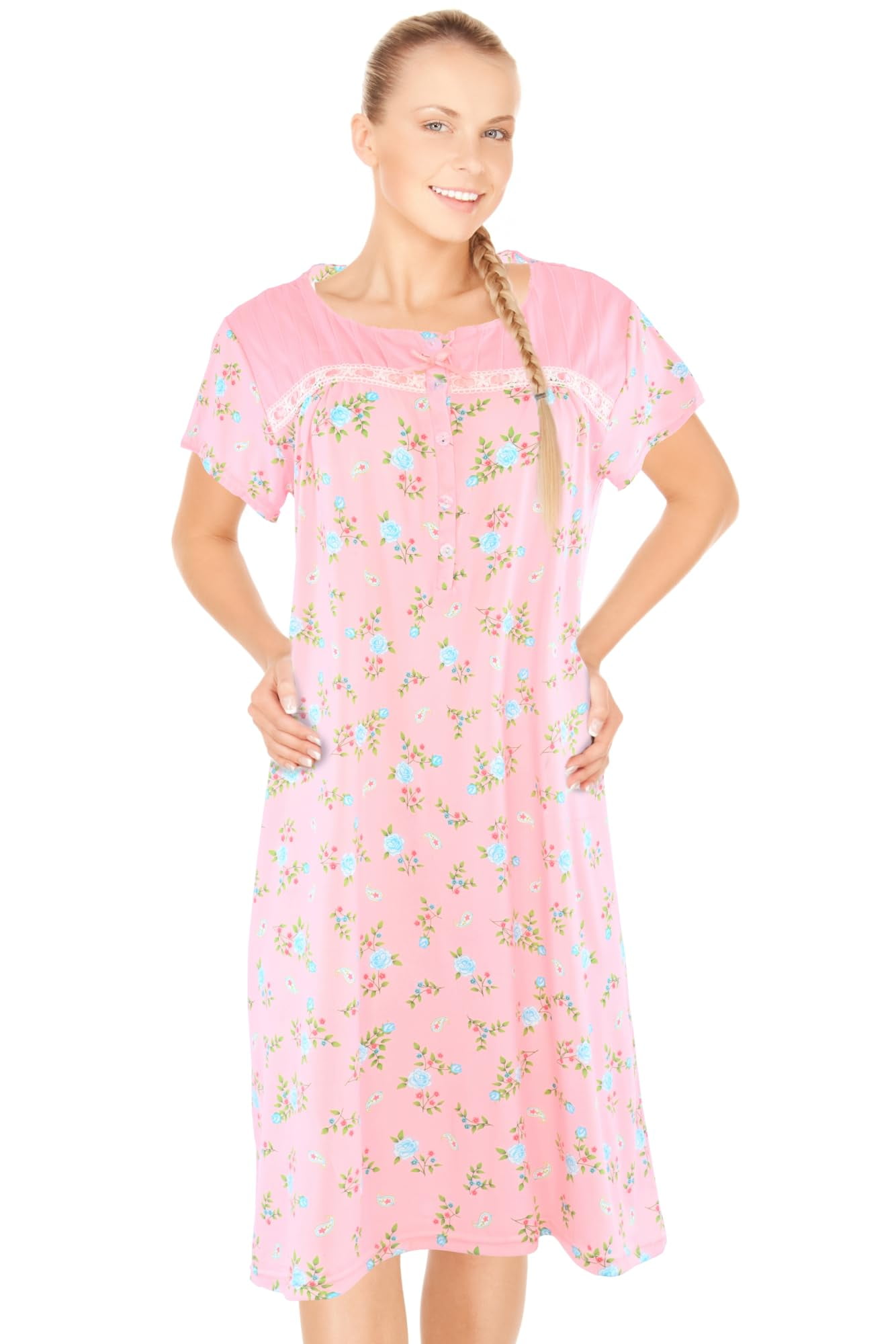 JEFFRICO Womens Nightgowns Sleepwear Soft Pajama Dress Nightshirts Plus ...