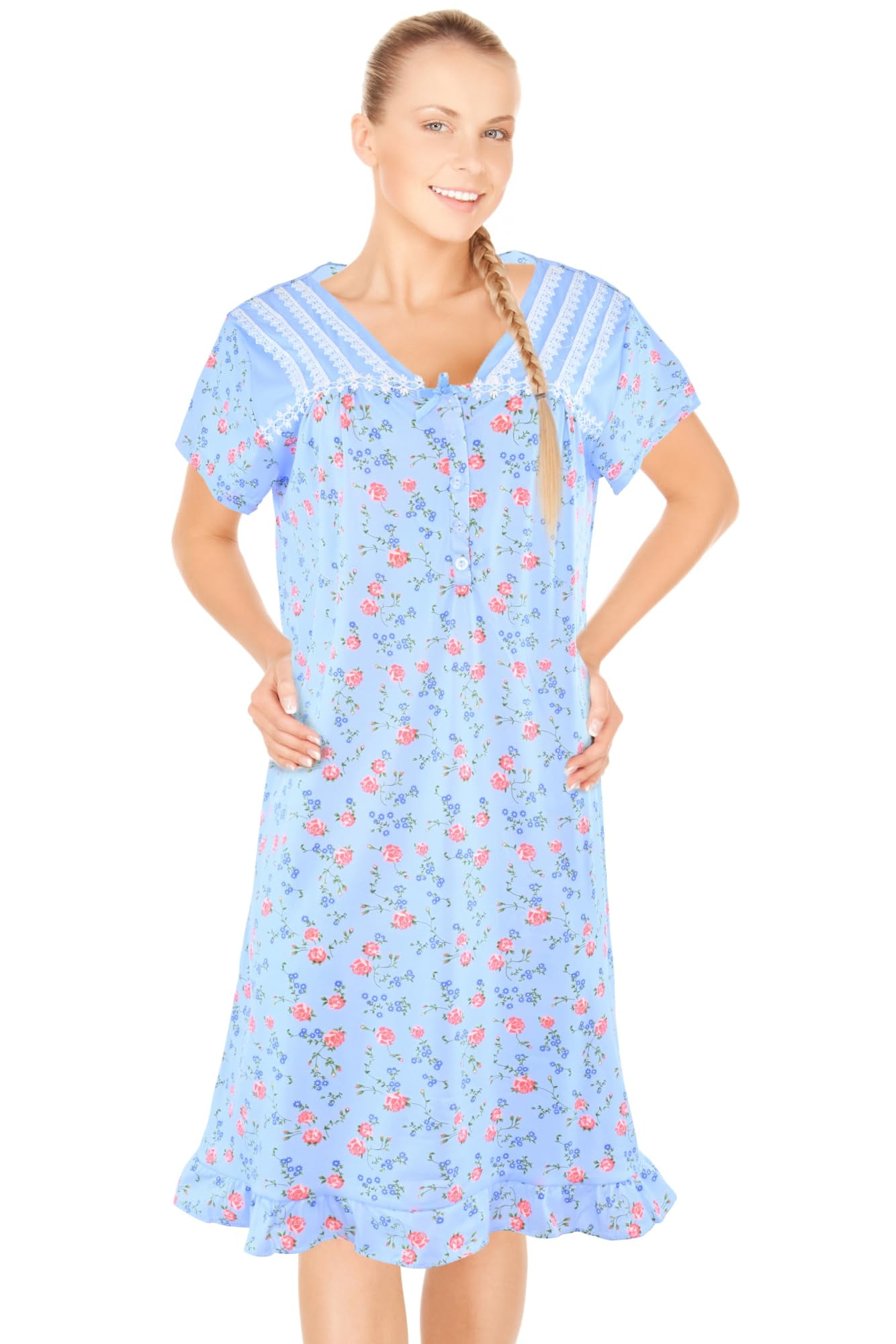 JEFFRICO Women's Casual Sleep Nightgowns, Soft Pajama Dress Nightshirts ...