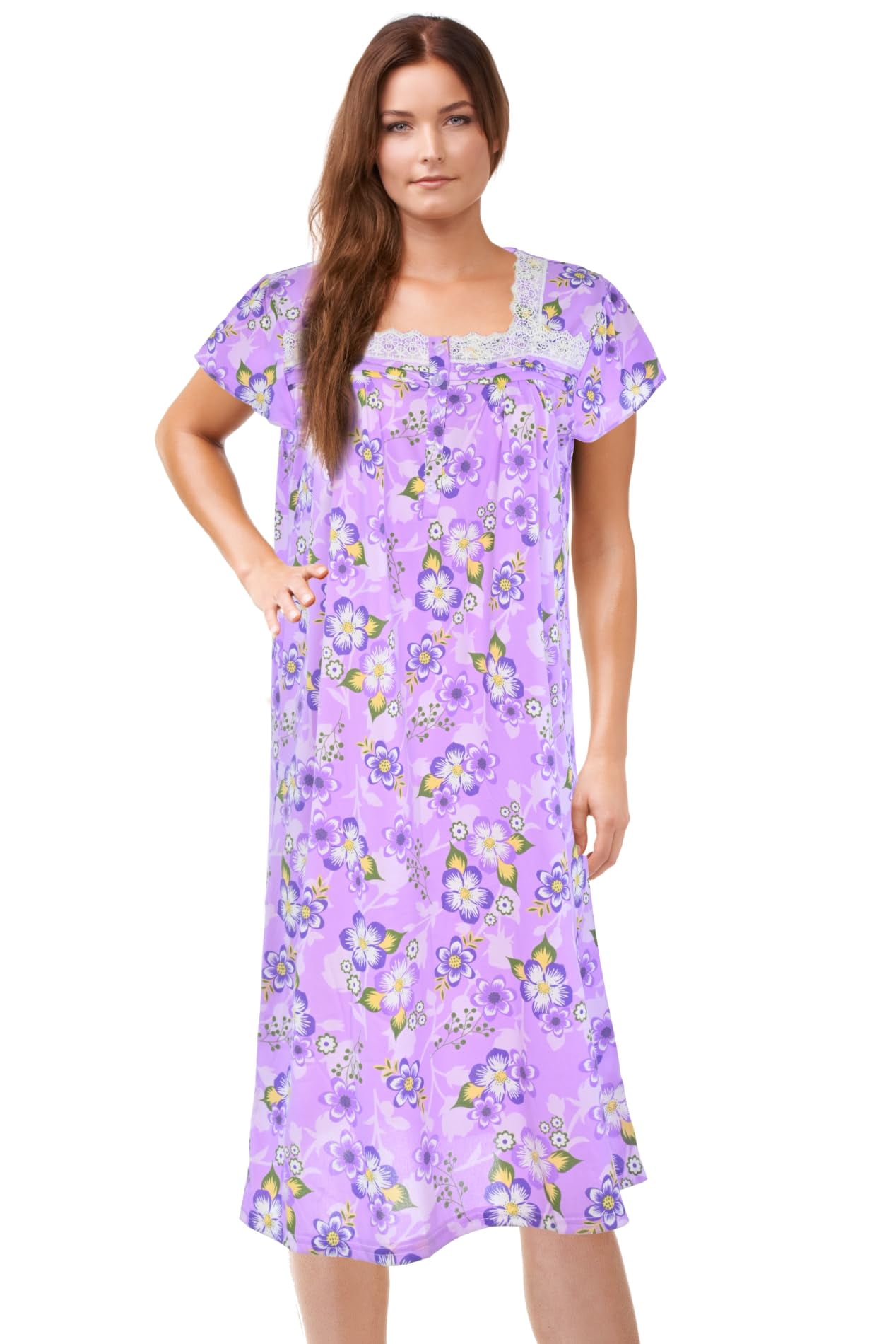 JEFFRICO Womens Nightgowns Sleepwear Soft Pajama Dress Nightshirts ...