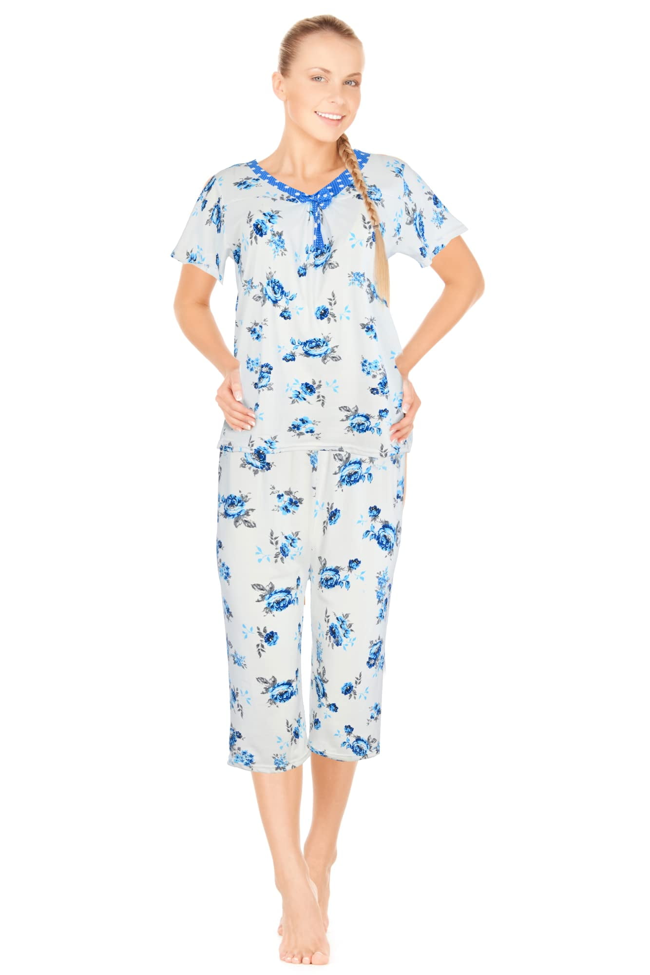 JEFFRICO Womens Pajamas For Women Capri Set Sleepwear Soft Pajamas Plus ...