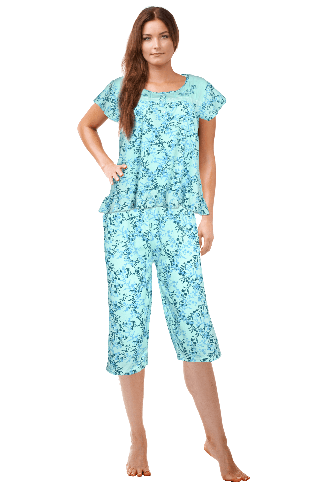 JEFFRICO Womens Pajamas For Women Capri Set Sleepwear Soft Pajamas ...