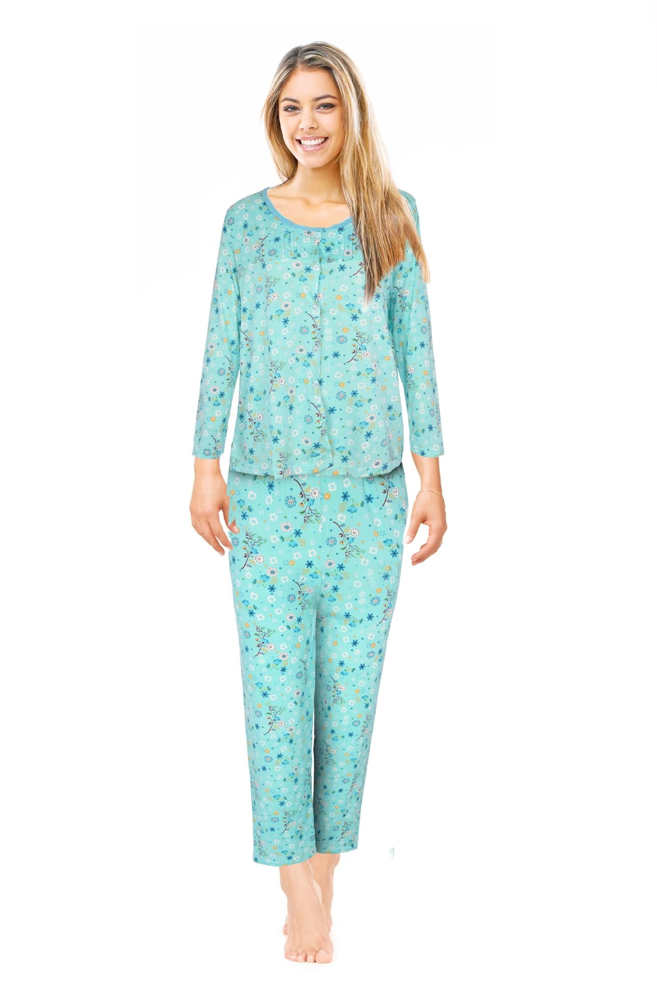 JEFFRICO Womens Pajamas For Women Long Sleeve Pajamas Set Sleepwear ...