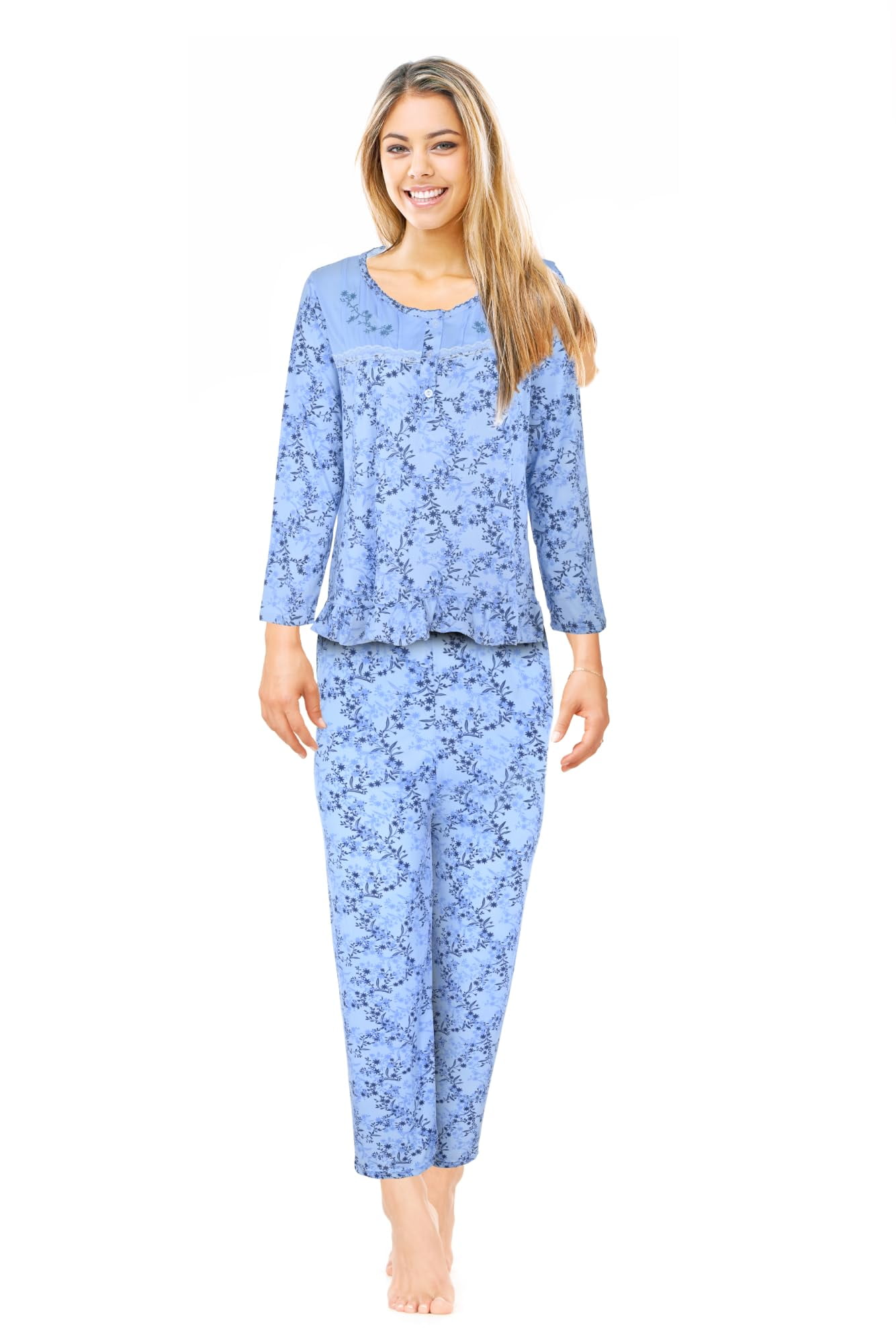 JEFFRICO Womens Pajamas For Women Long Sleeve Pajamas Set Sleepwear ...
