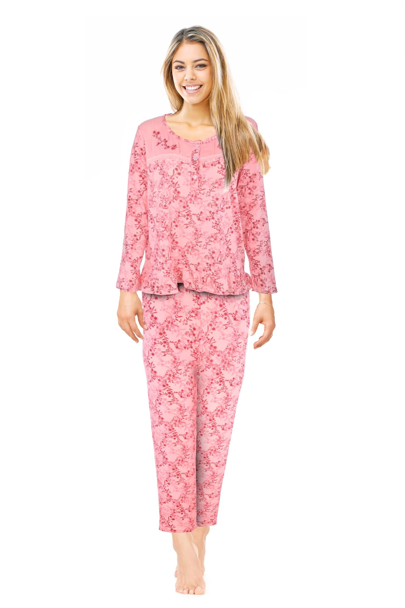 JEFFRICO Womens Pajamas For Women Long Sleeve Pajamas Set Sleepwear ...