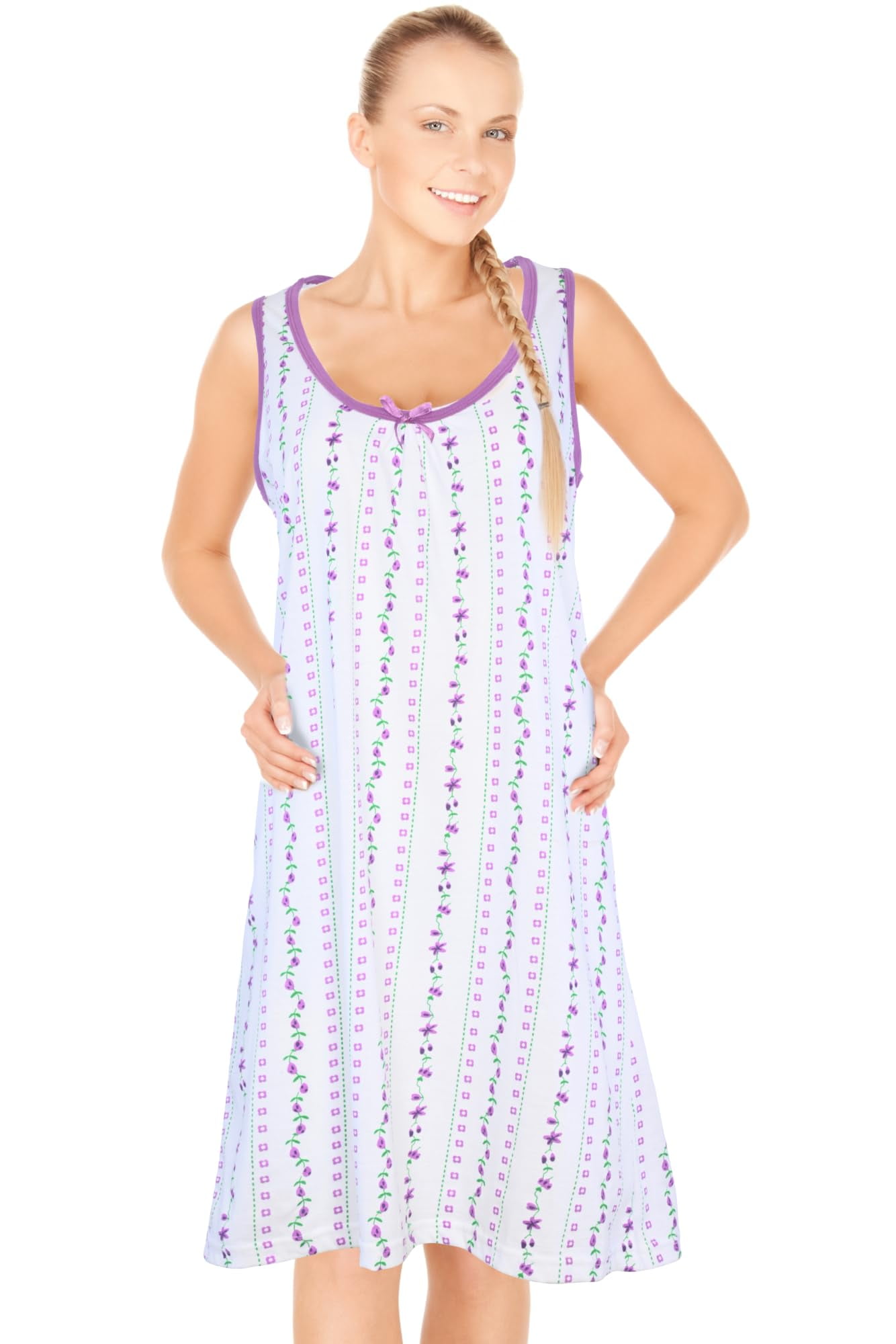JEFFRICO Womens Sleeveless Nightgowns Sleepwear Soft Pajama Dress ...